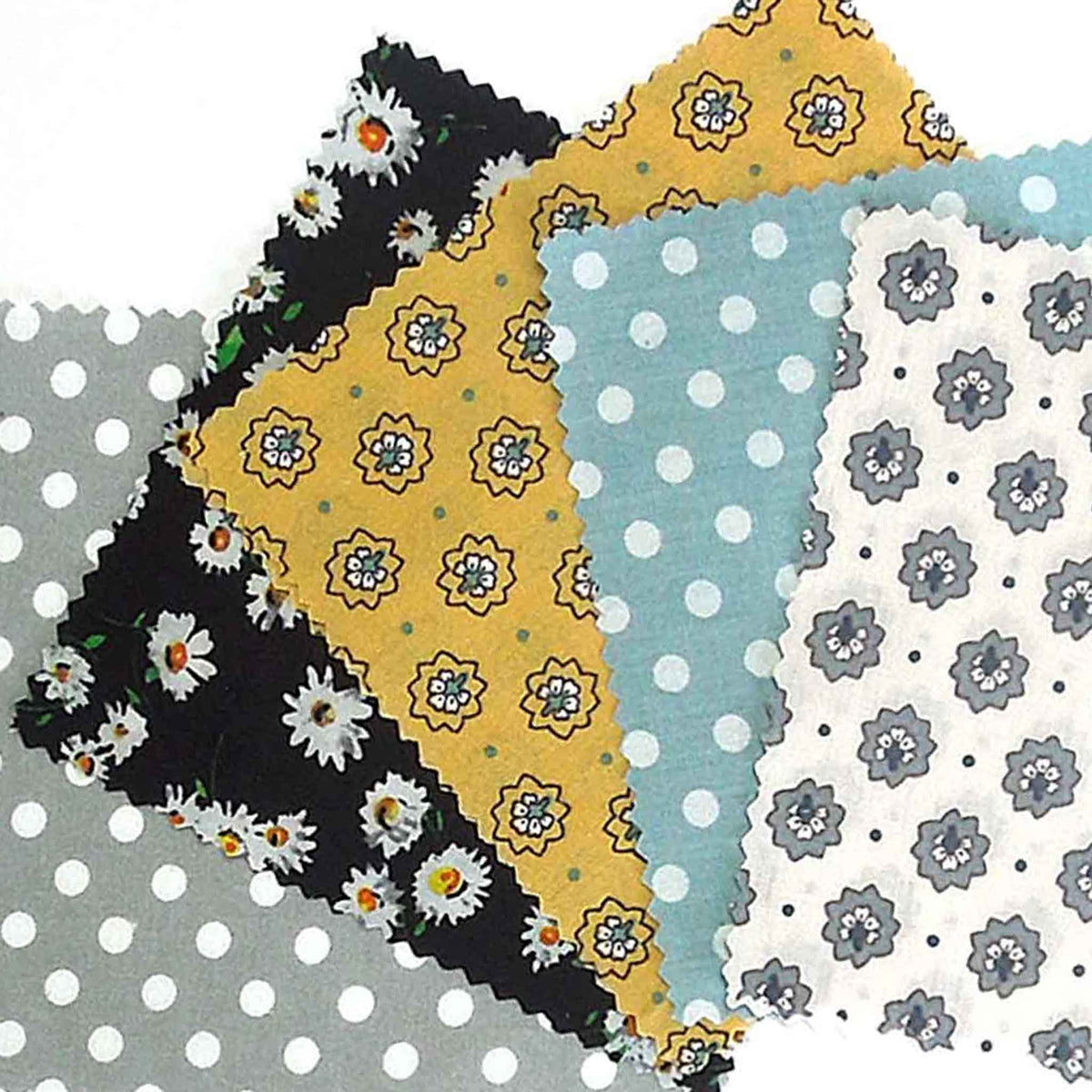 Patchwork Pack - Gold Medallions - 5 Inch Squares - 30 Pieces – Fabric and Ribbon