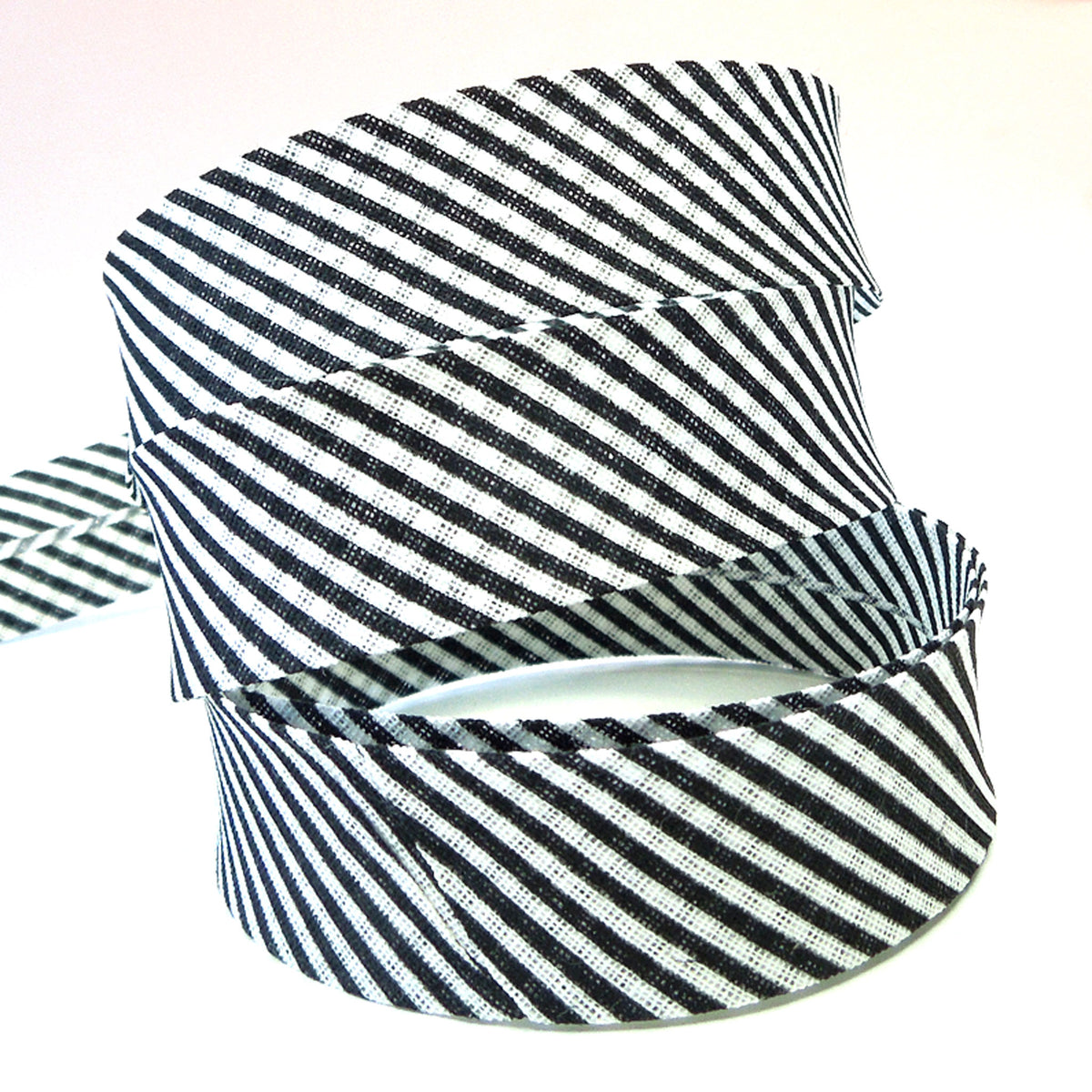 20mm Cotton Bias Binding - Striped - Black - Single Fold – Fabric and ...