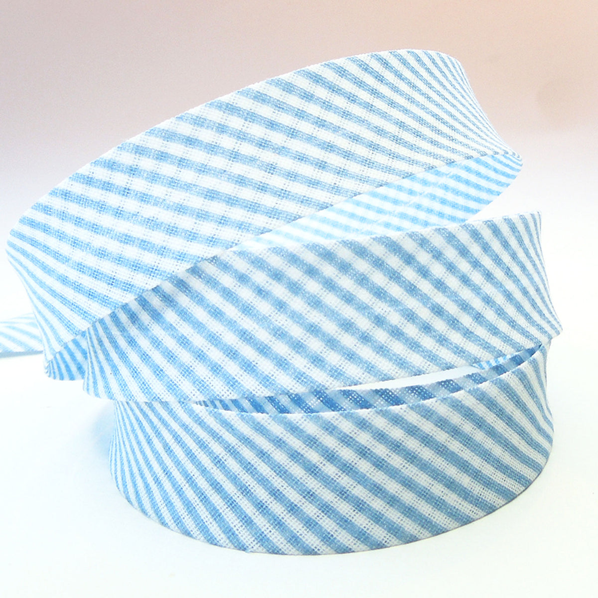20mm Cotton Bias Binding - Striped - Light Blue - Single Fold – Fabric ...