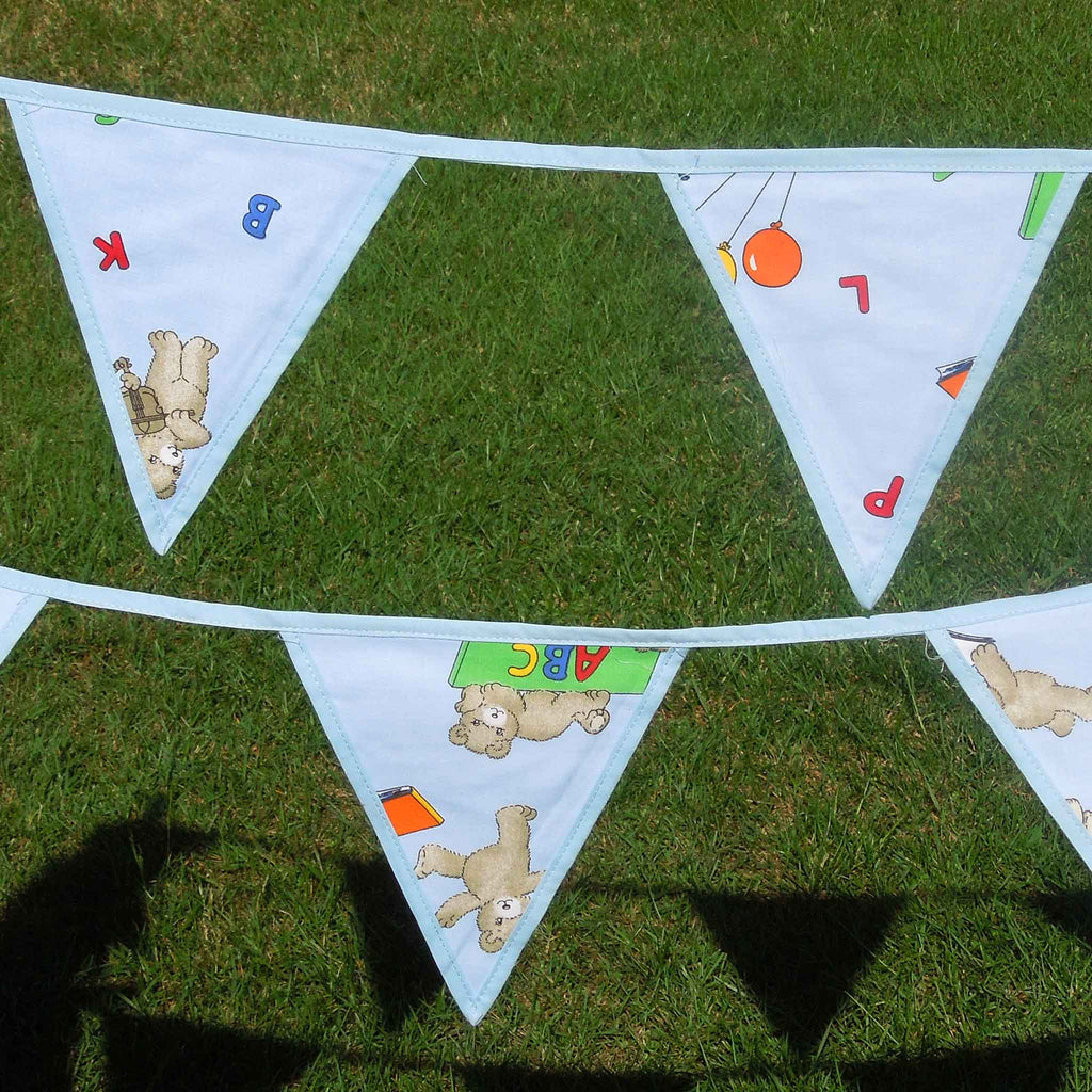 Cotton Bunting - Blue Teddy ABC - Handmade – Fabric and Ribbon