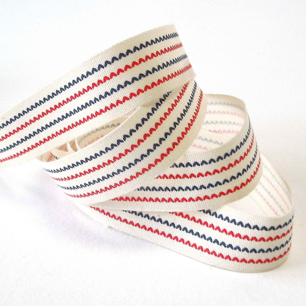 15mm Red and Blue Striped Cotton Ribbon – Fabric and Ribbon