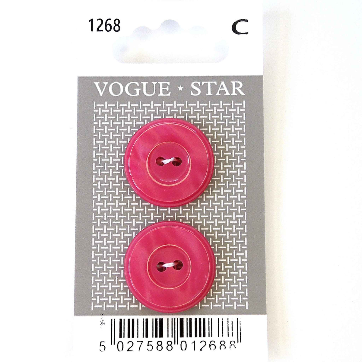 Vogue Star Buttons - Pink - 22mm - Pack of 2 - VS1268 – Fabric and Ribbon