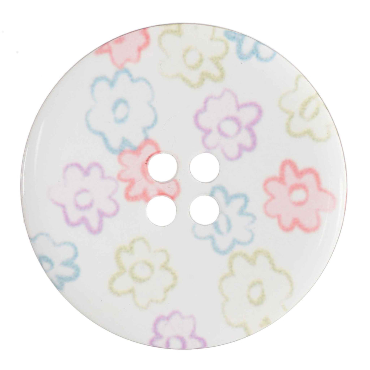 Vogue Star Buttons - Pastel Flowers - Clear Background - 20mm - Pack o ...