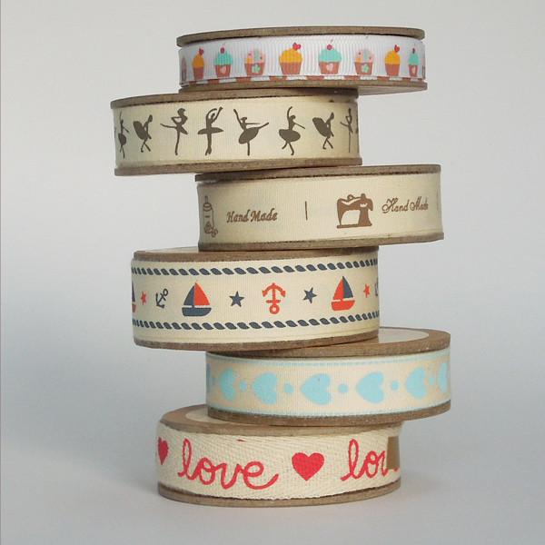 20 mm Blue and Red Yachts and Anchor Cotton Ribbon, 3/4 inch Nautical ...