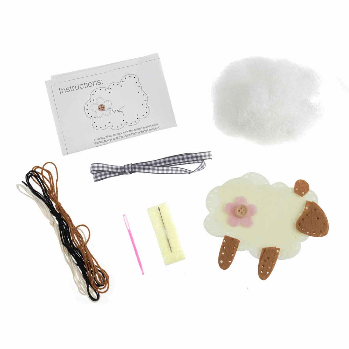 Felt Sheep Kit, Make Your Own Sheep, GCK033 – Fabric and Ribbon
