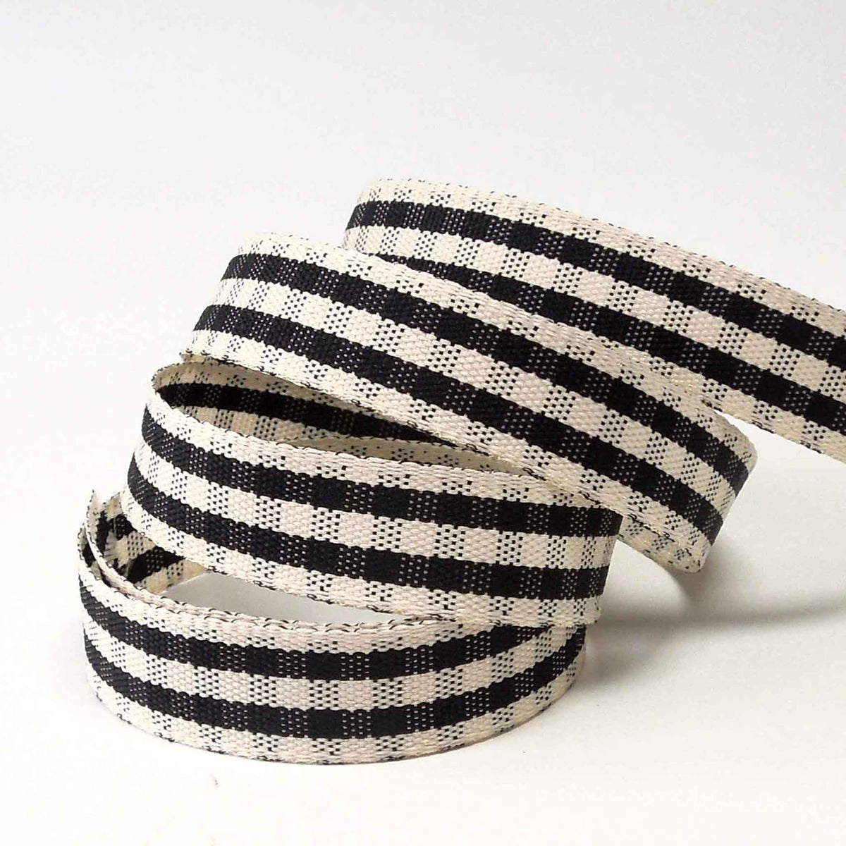 15mm Rustic Gingham Ribbon - Black - Berisfords - 4 Metre Reel – Fabric ...