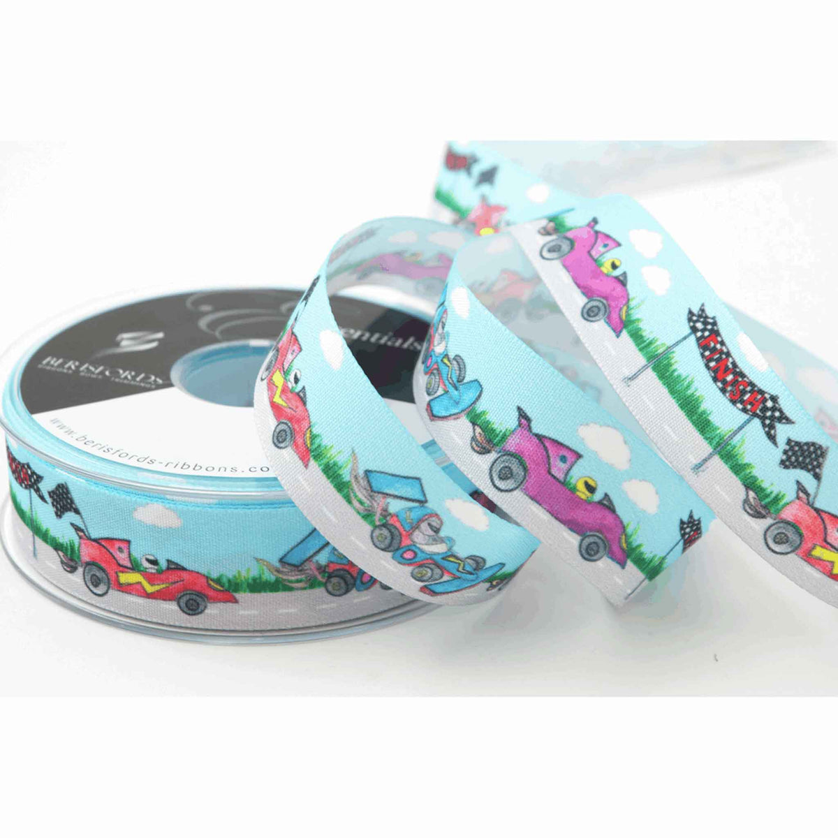 25 mm Kid's Racing Car Ribbon by Berisfords – Fabric and Ribbon