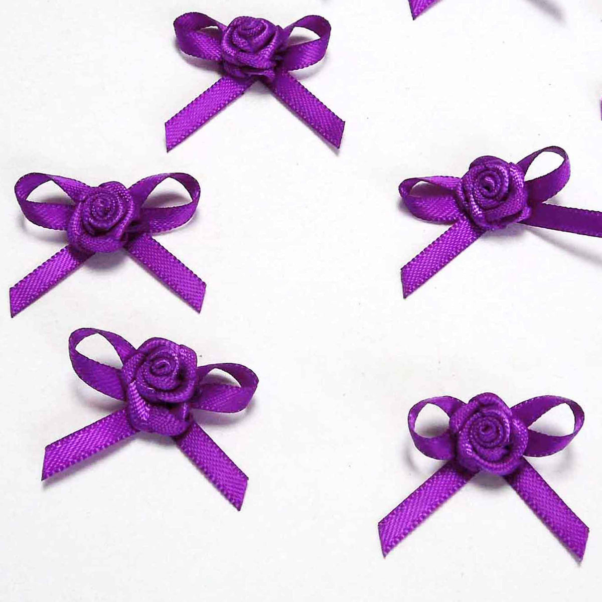 Small Ribbon Bow with Rose - Purple - Pack of 15 – Fabric and Ribbon